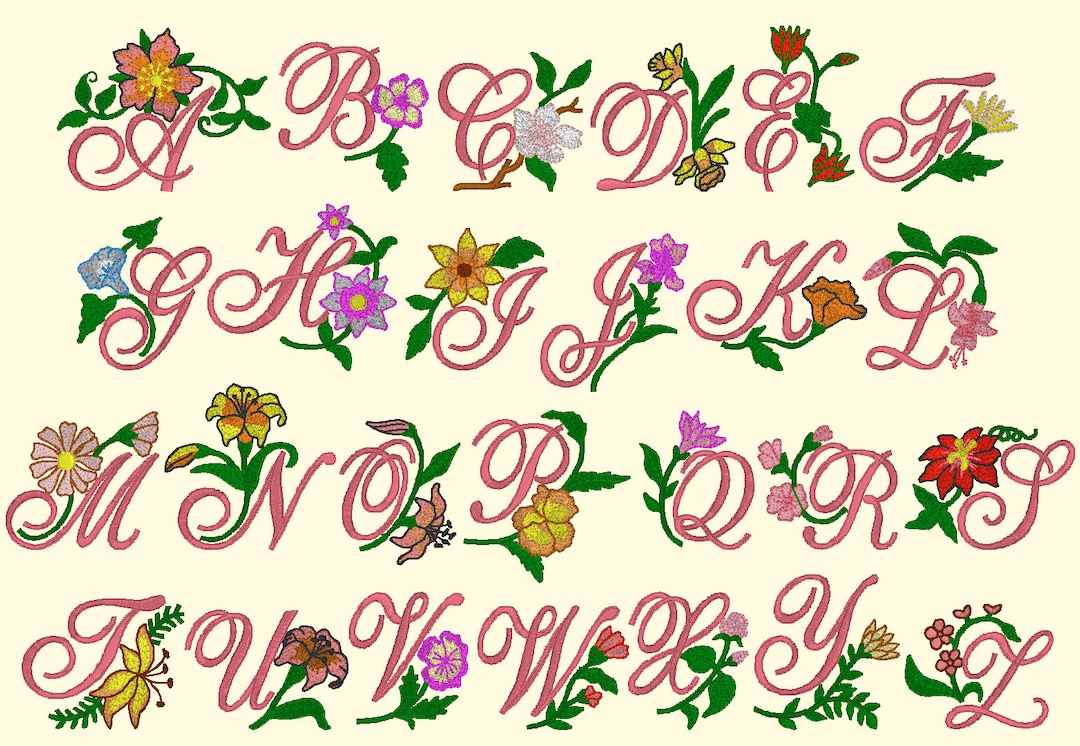 BX Keyboard Letter Fonts - FLORAL Alphabet Letters 2 Inch - (BX Format ...