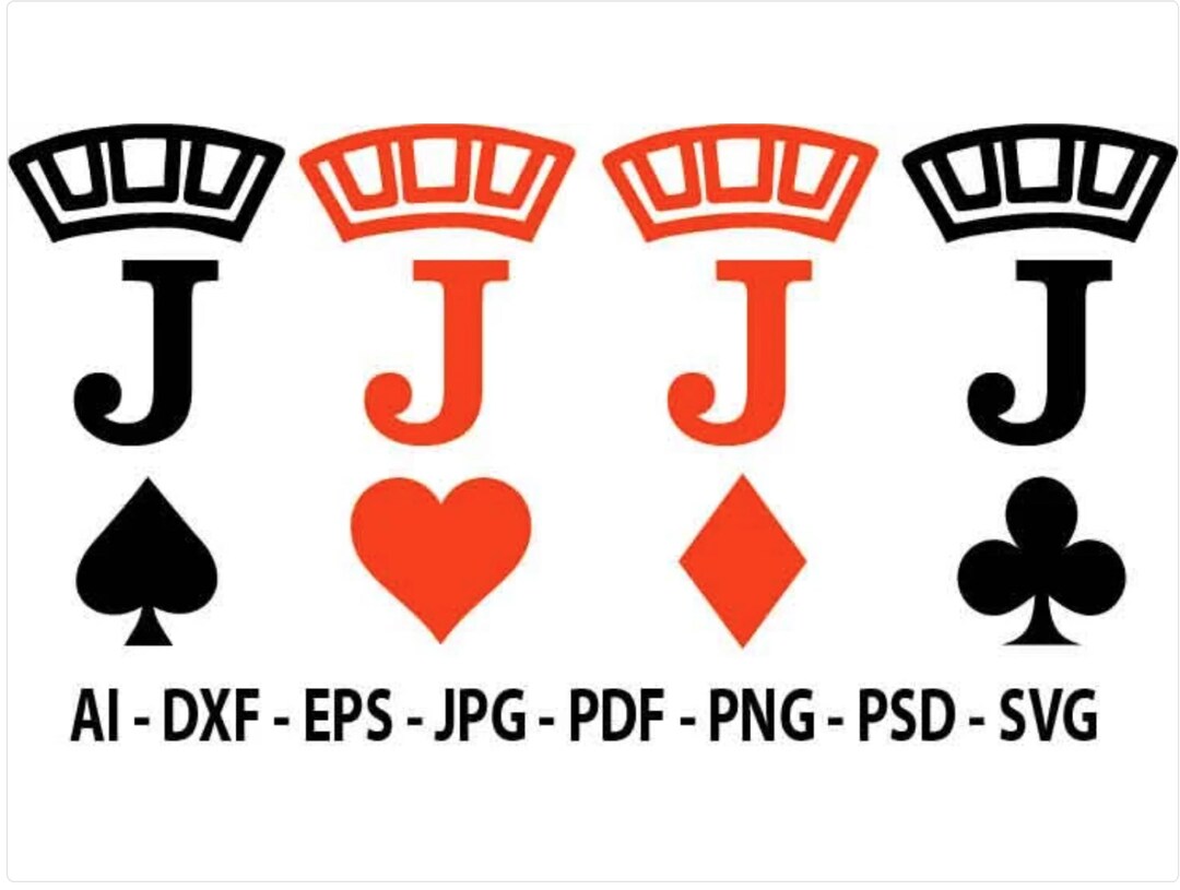 Jack Playing Card Design Graphics Files for CRICUT SILHOUETTE Cameo ...