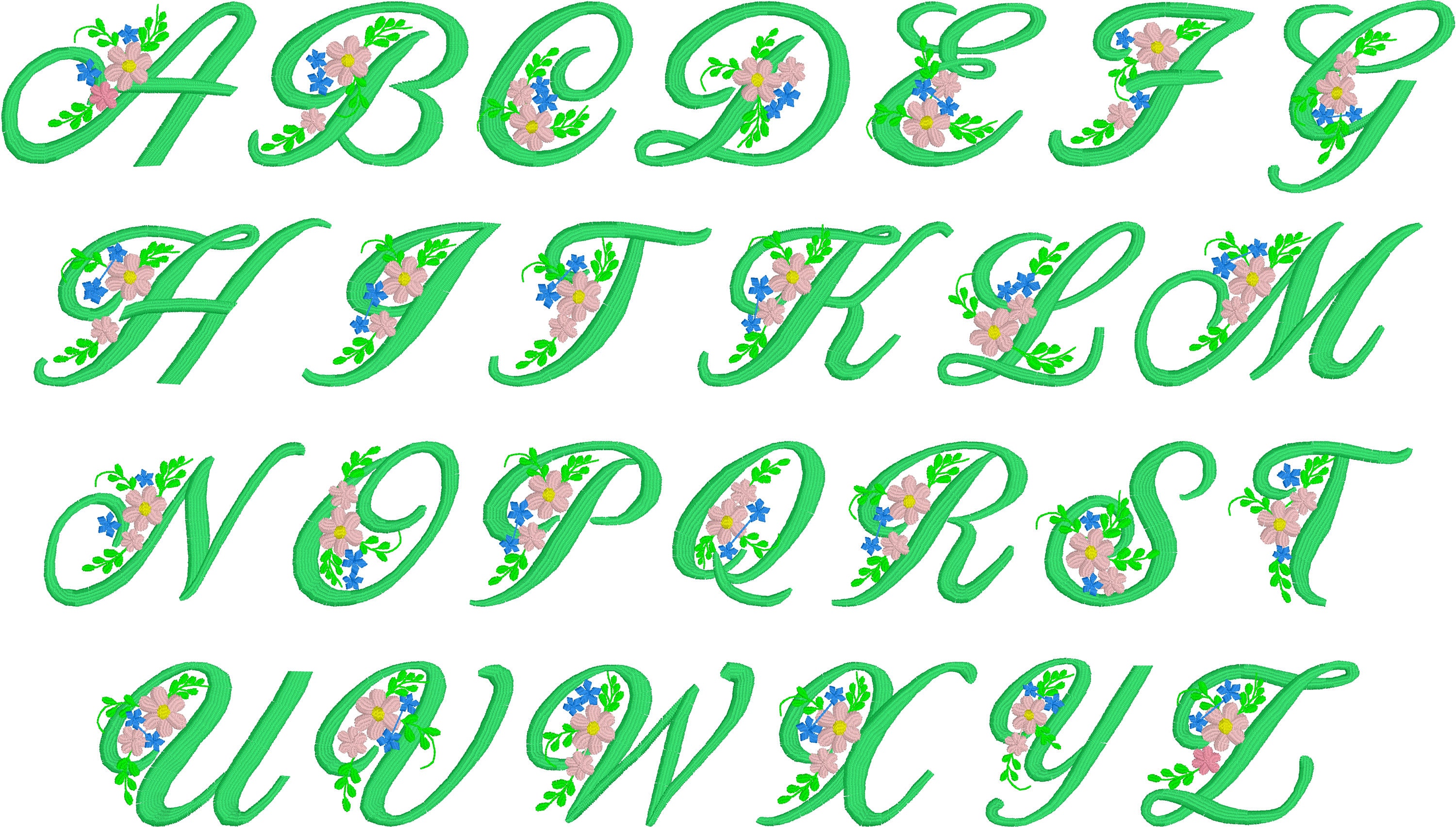 Machine Embroidery Font Letters Floral Alphabet 2 Inch - Etsy