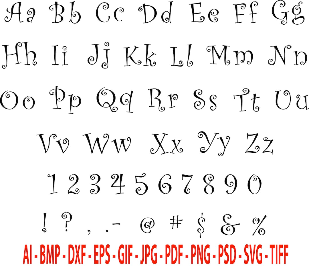 Curly Style Alphabet Graphics Files for CRICUT and SILHOUETTE Cameo ...
