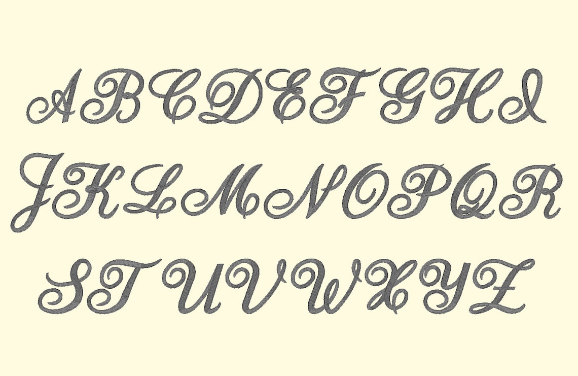 Machine Embroidery Font Letters Script ABC 2.5 Inch - Etsy