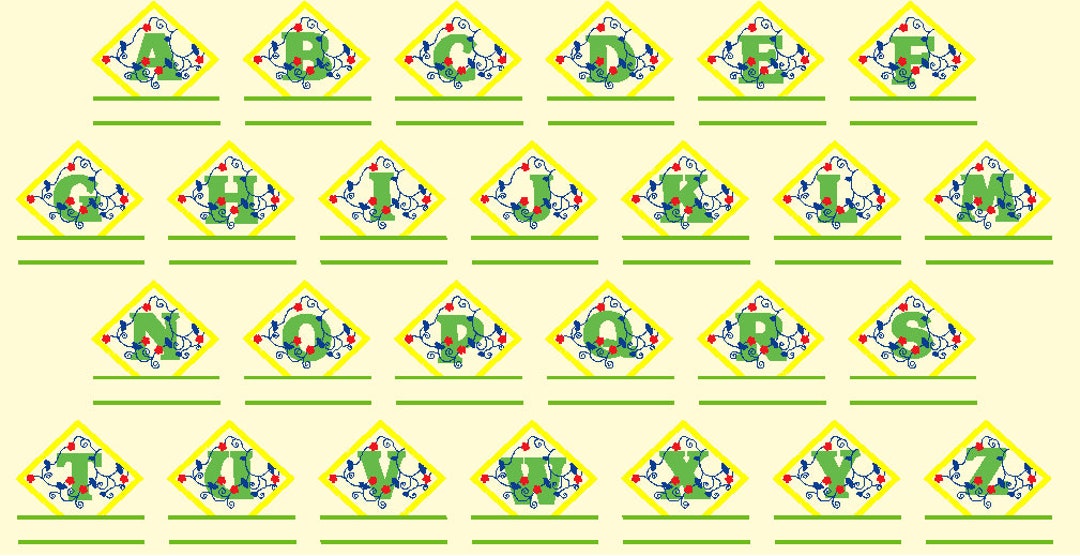 BX Keyboard Letter Fonts - Flower Vine Alphabet Border Banner 7 Inch ...