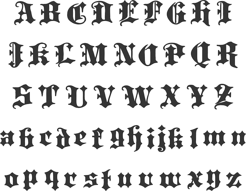 BX Keyboard Letter Fonts - Portcullion Gothic Medieval Style ABC - (BX ...