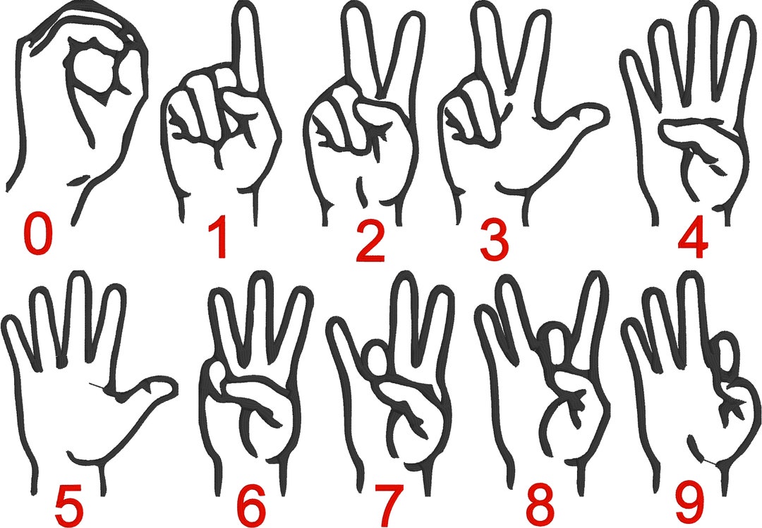 Machine Embroidery Font Numbers - American Sign Language - NUMBERS - Etsy