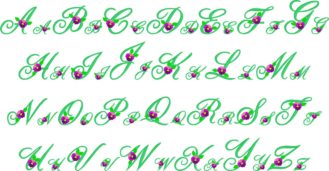 Machine Embroidery Design Letters Alpha Pansies Font 2.5 Inch - Etsy