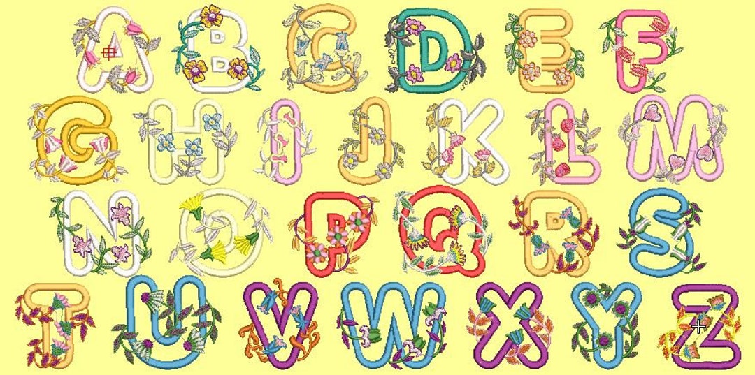 BX Keyboard Letter Fonts 3 Flowers ABC Applique 3 Inch BX Format Only ...
