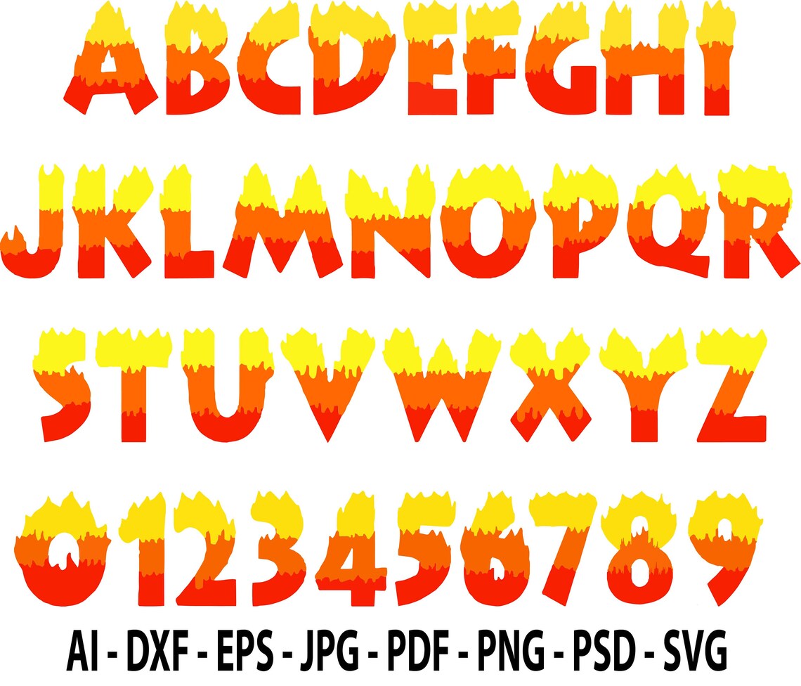 Flame Fire Font Vector Graphics Files for CRICUT SILHOUETTE - Etsy UK