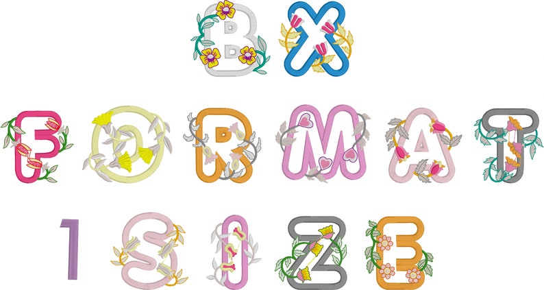 BX Keyboard Letter Fonts 3 Flowers ABC Applique 3 Inch BX - Etsy