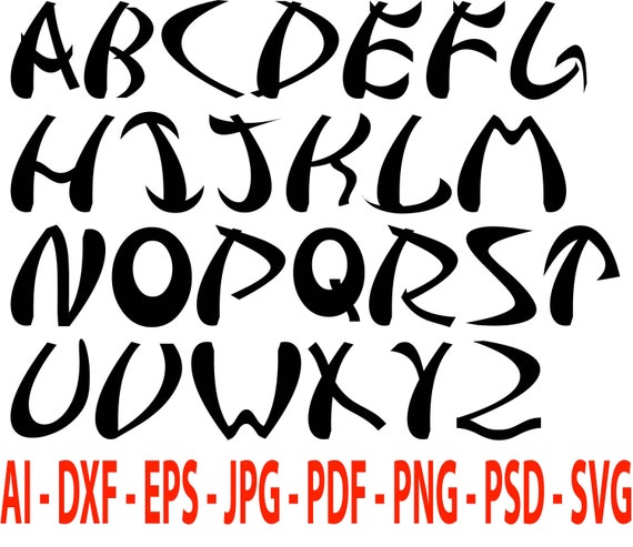 SAMURAI Font Alphabet Graphics Files for CRICUT SILHOUETTE | Etsy