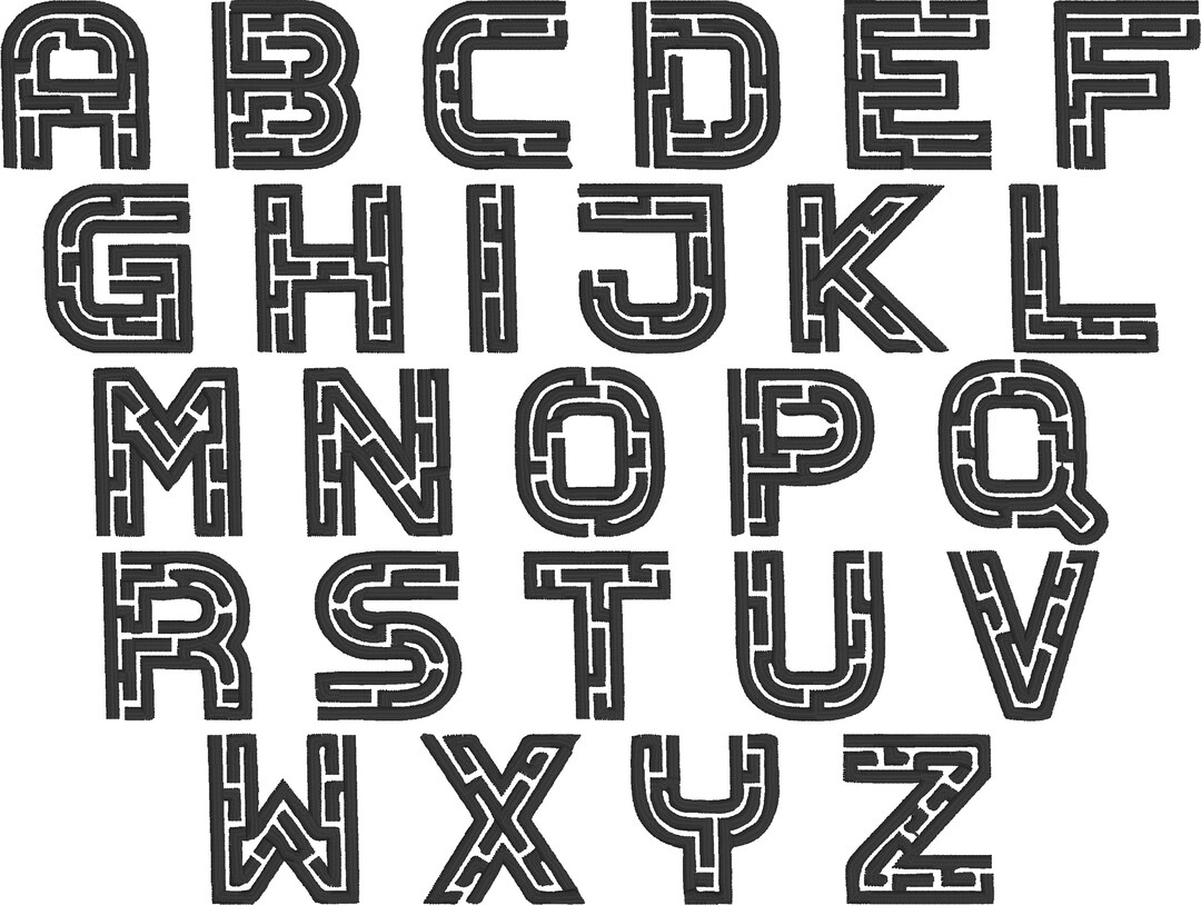 Maze Alphabet Embroidery Files: BX Font Keyboard Letters (1-2 Inch) - Etsy