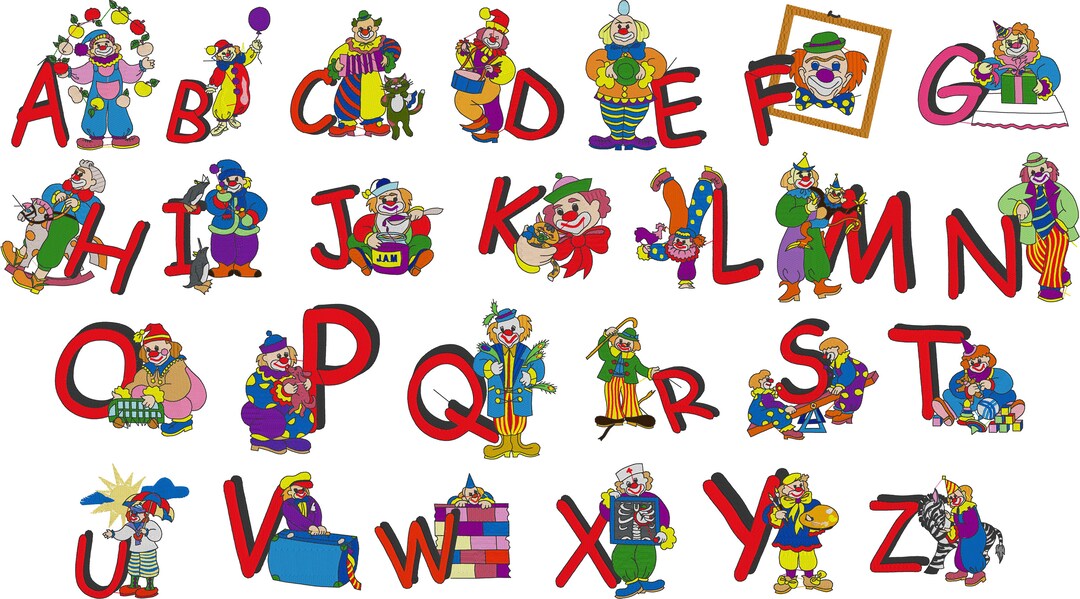 Embroidery Machine Files - CLOWN ABC Font 3 Inch - Etsy