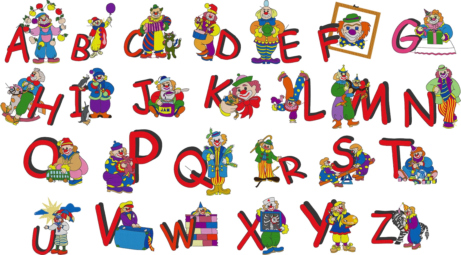 BX Keyboard Letter Fonts - Clown ABC Font 3 Inch - (BX Format Only) - Etsy