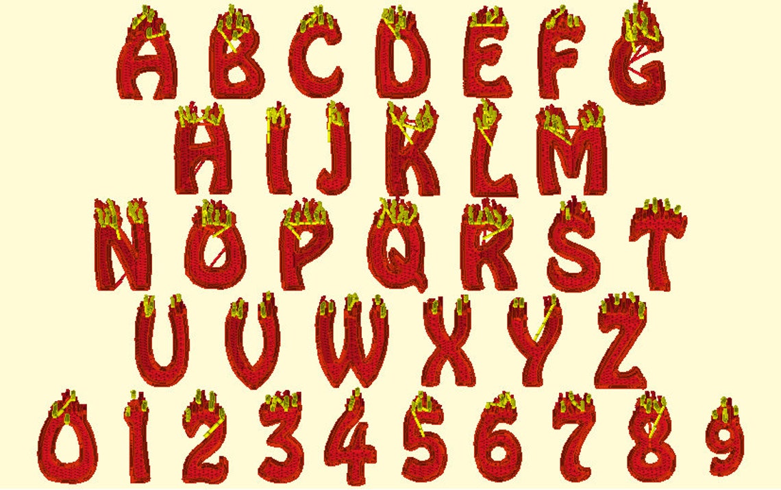 Machine Embroidery Design Letters BLAST Fire Letters 2 Inch - Etsy