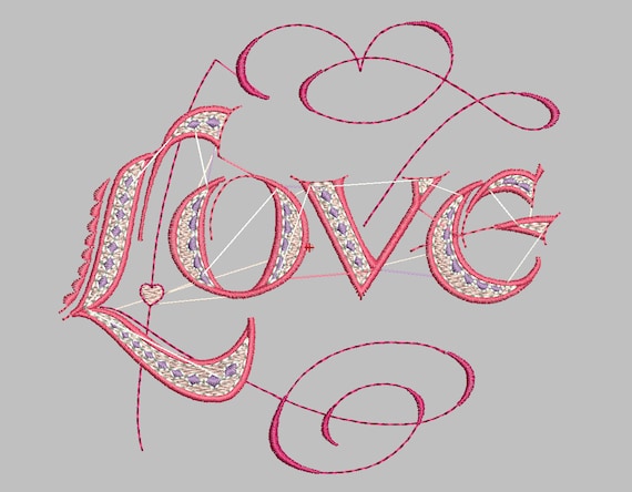 Word Embroidery Designs LOVE - Etsy