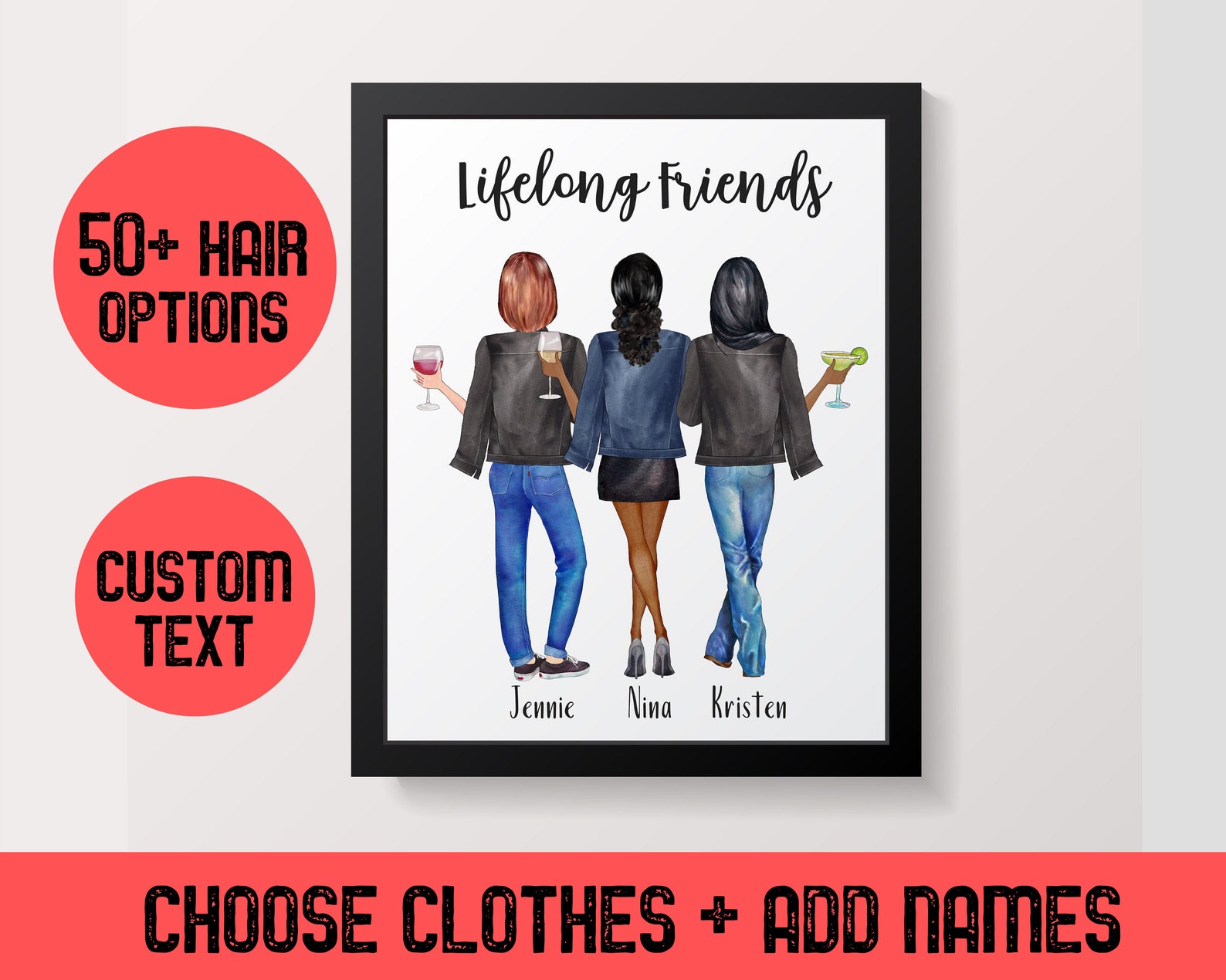 Custom Best Friend Print, Personalized Friends BFF Gifts - Etsy