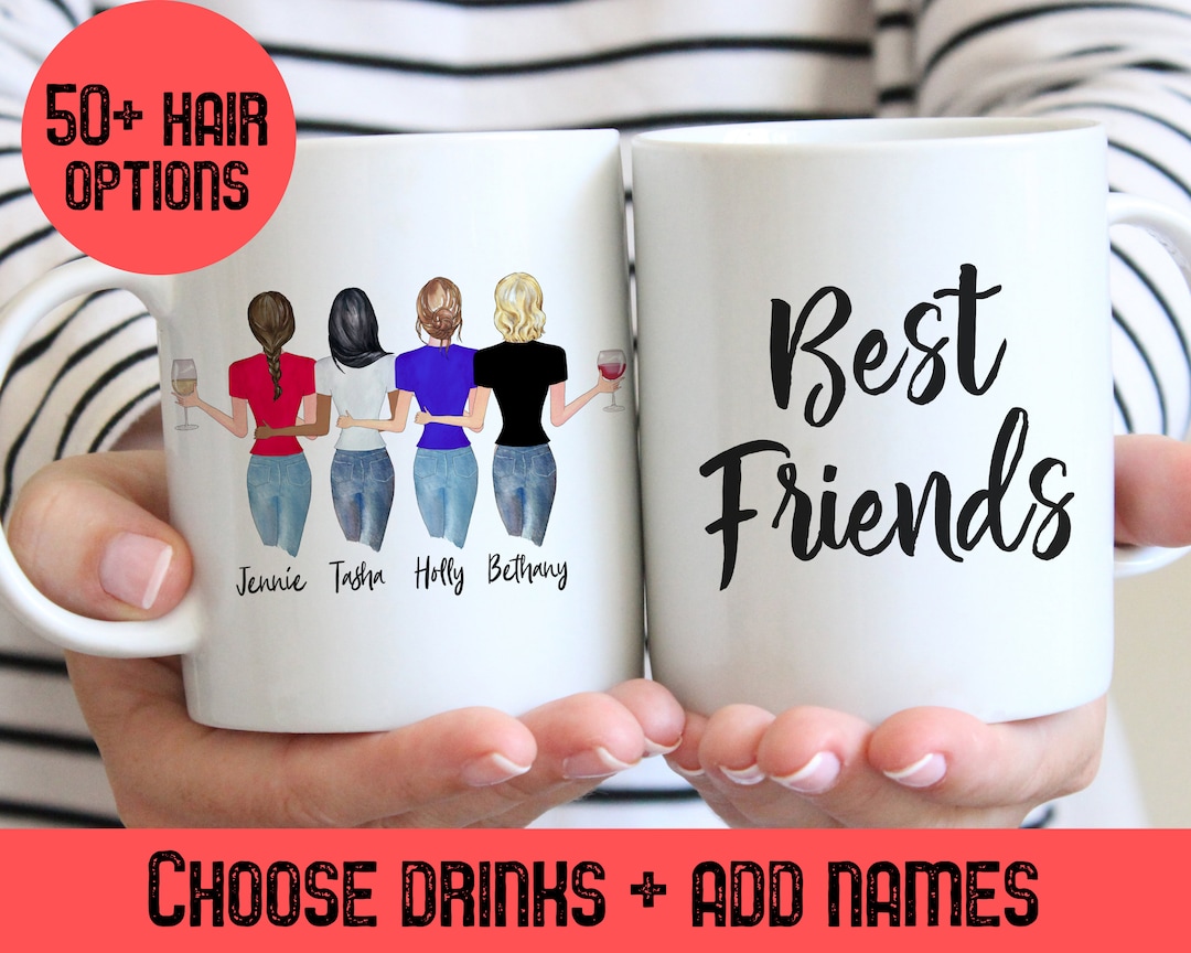 Custom Four Friends Mug: Personalized Besties Gift - Etsy