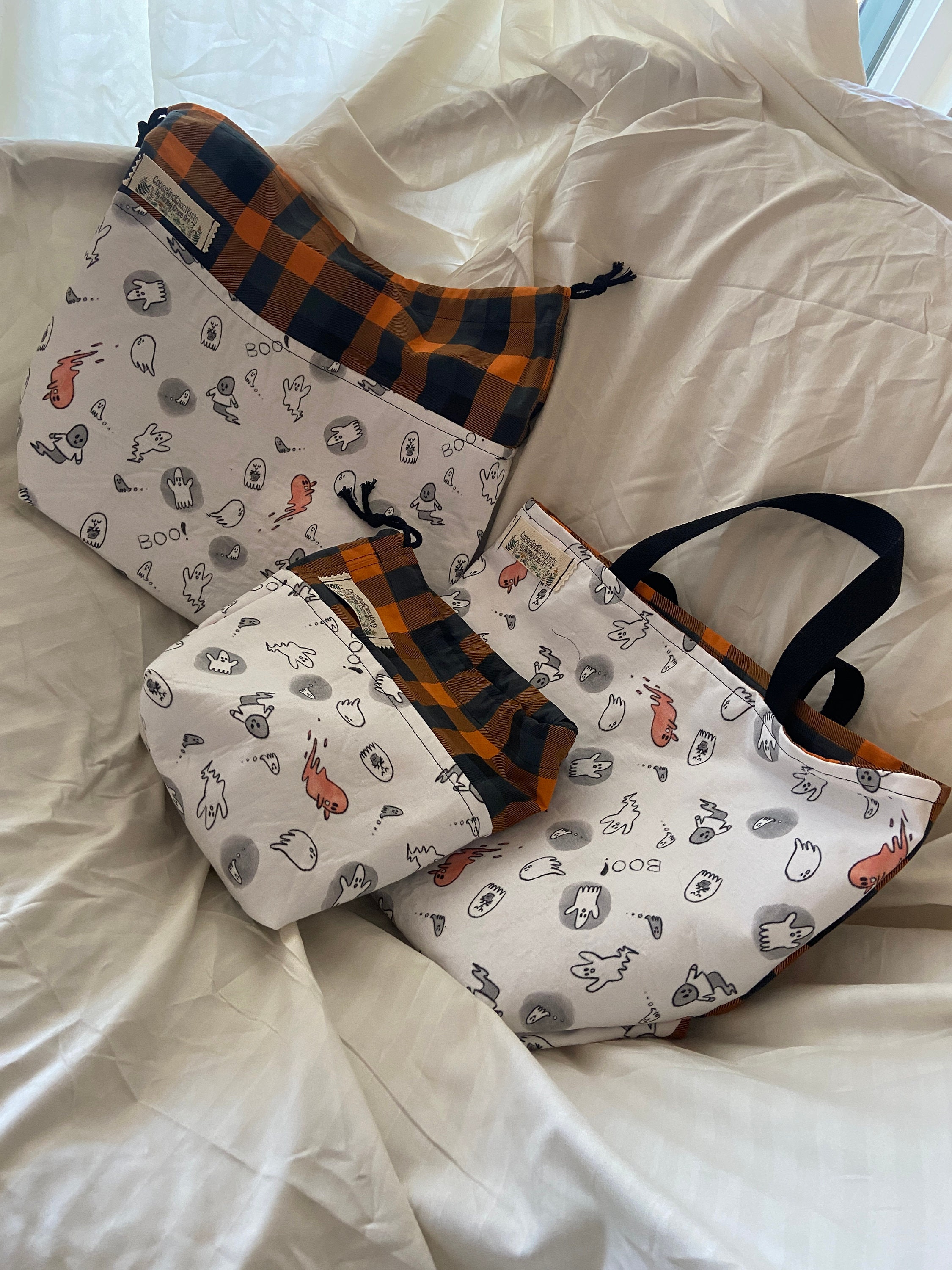 Ghost Project Bag Spooky Halloween Drawstring Bag Tote Bag Work in ...