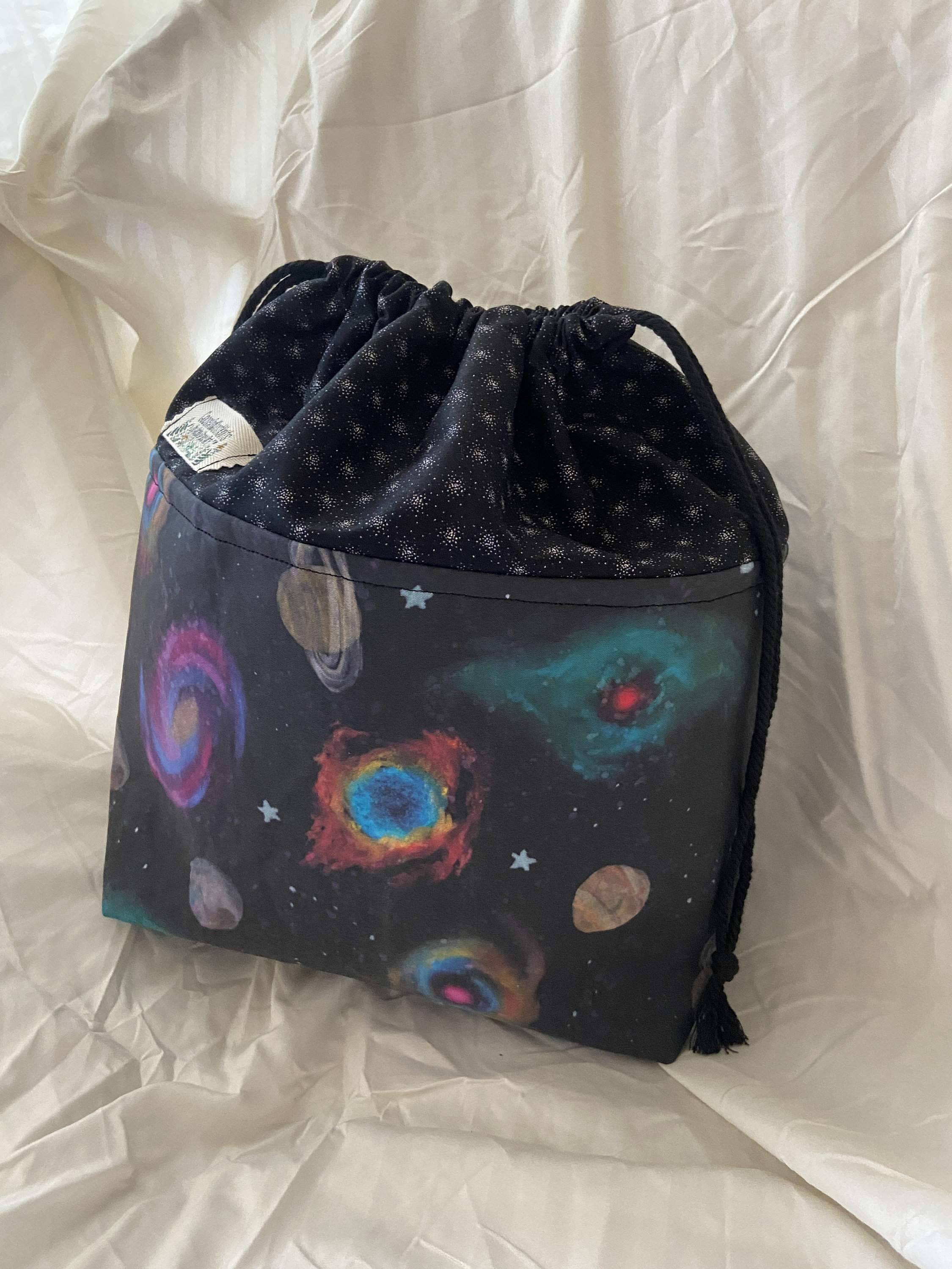 Galaxy Space Project Bag: Handmade Drawstring Knitting Crohcet Bag - Etsy