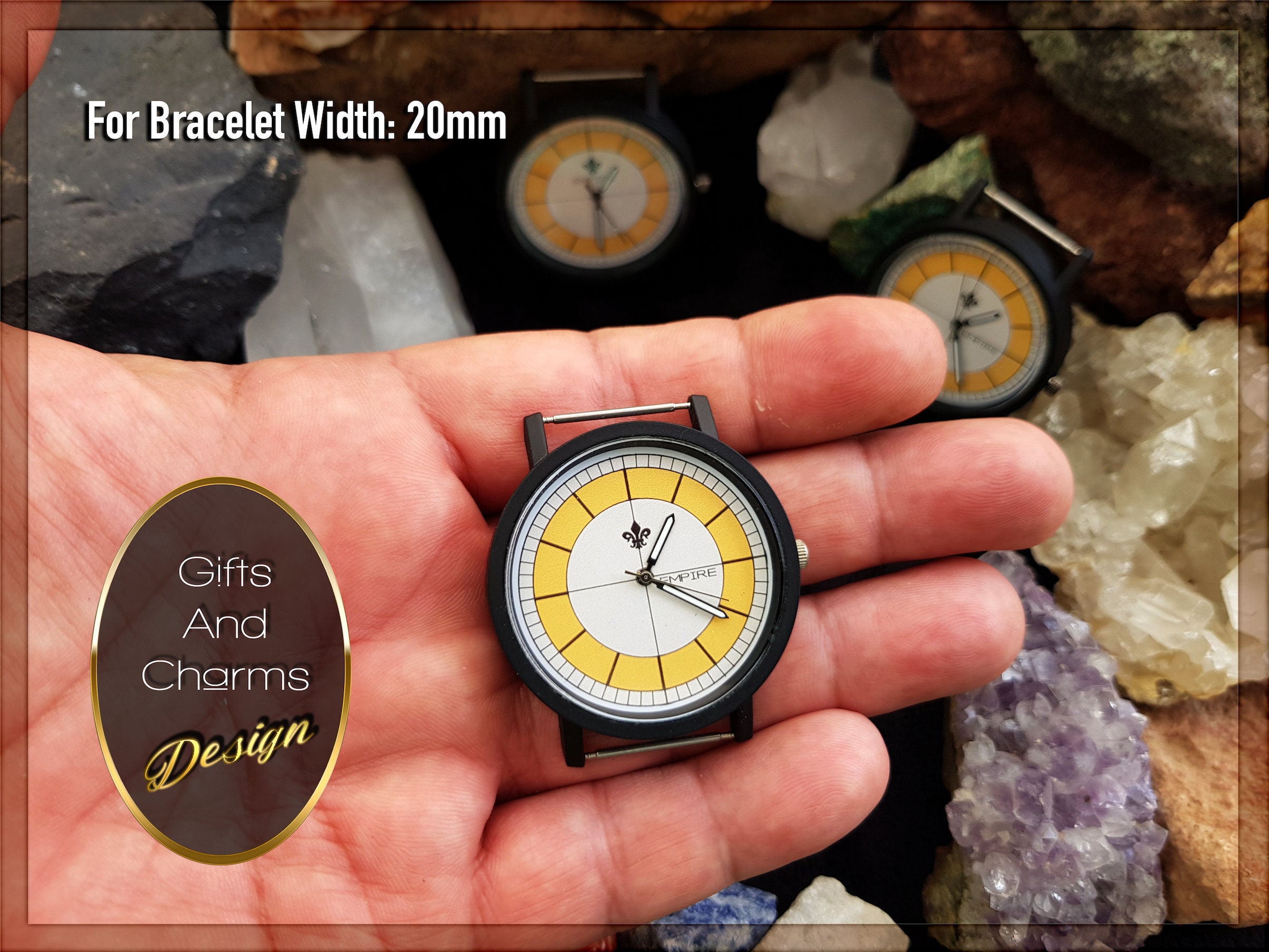 Watch Faces Quartz Modern Style Unisex White Yellow Dial - Etsy
