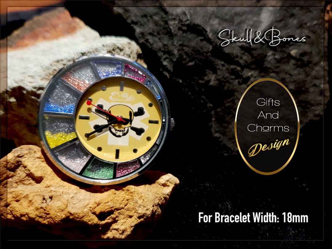 Watch Faces skull & Bones, Quartz, Color Case: Silver, Rhinestones, DIY ...