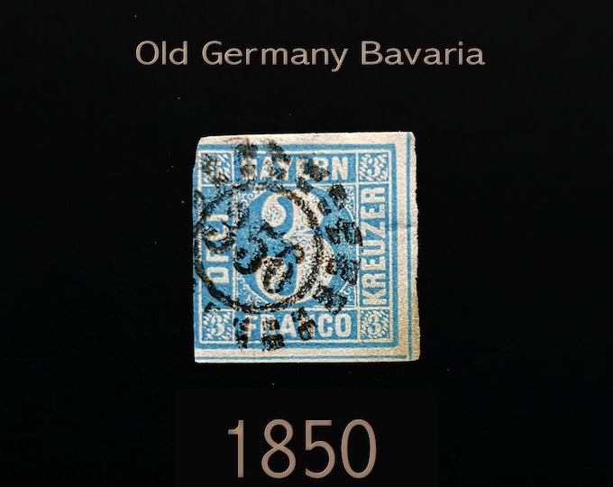 1850 - Old Germany Stamp Bavaria - 3 Kreuzer - Cut - Used - Rare - Etsy