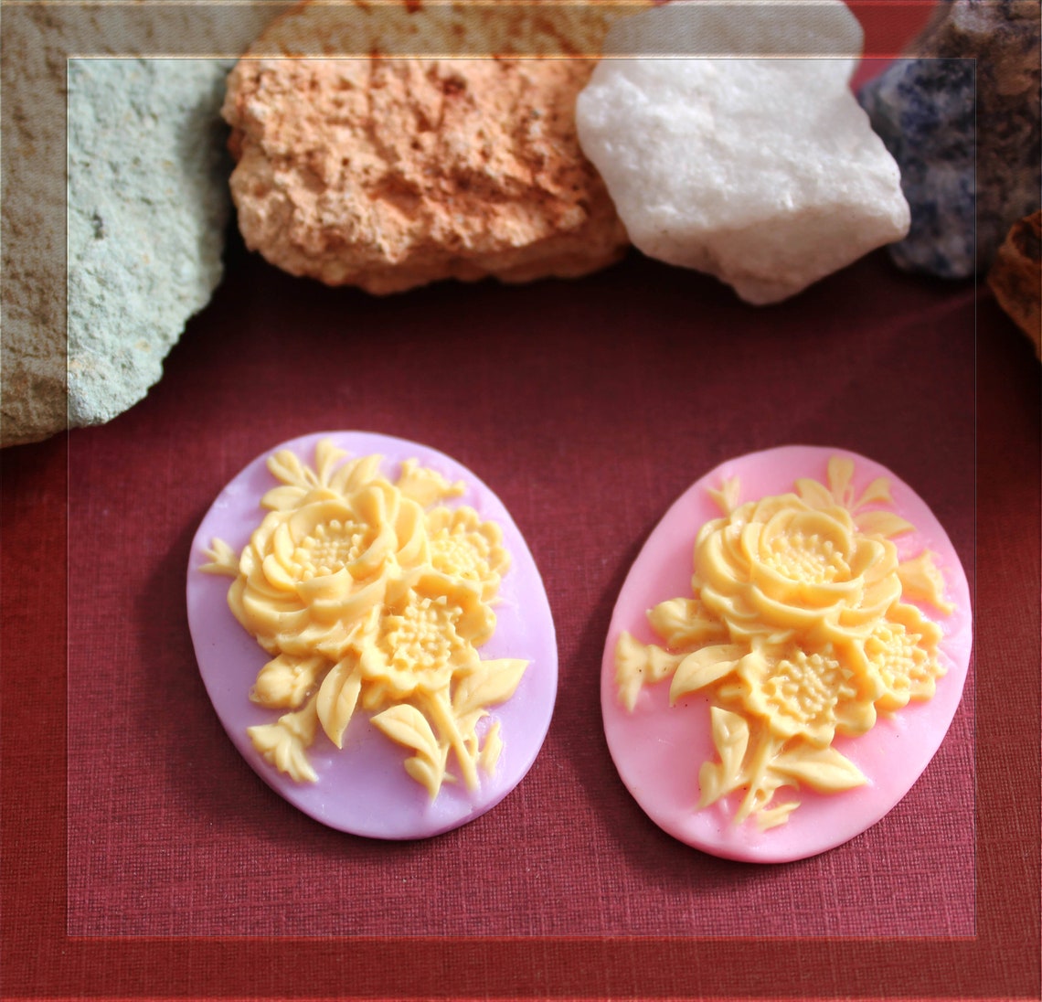 1 Piece Cameo Resin With Floral Motifs 2 Color Combinations | Etsy