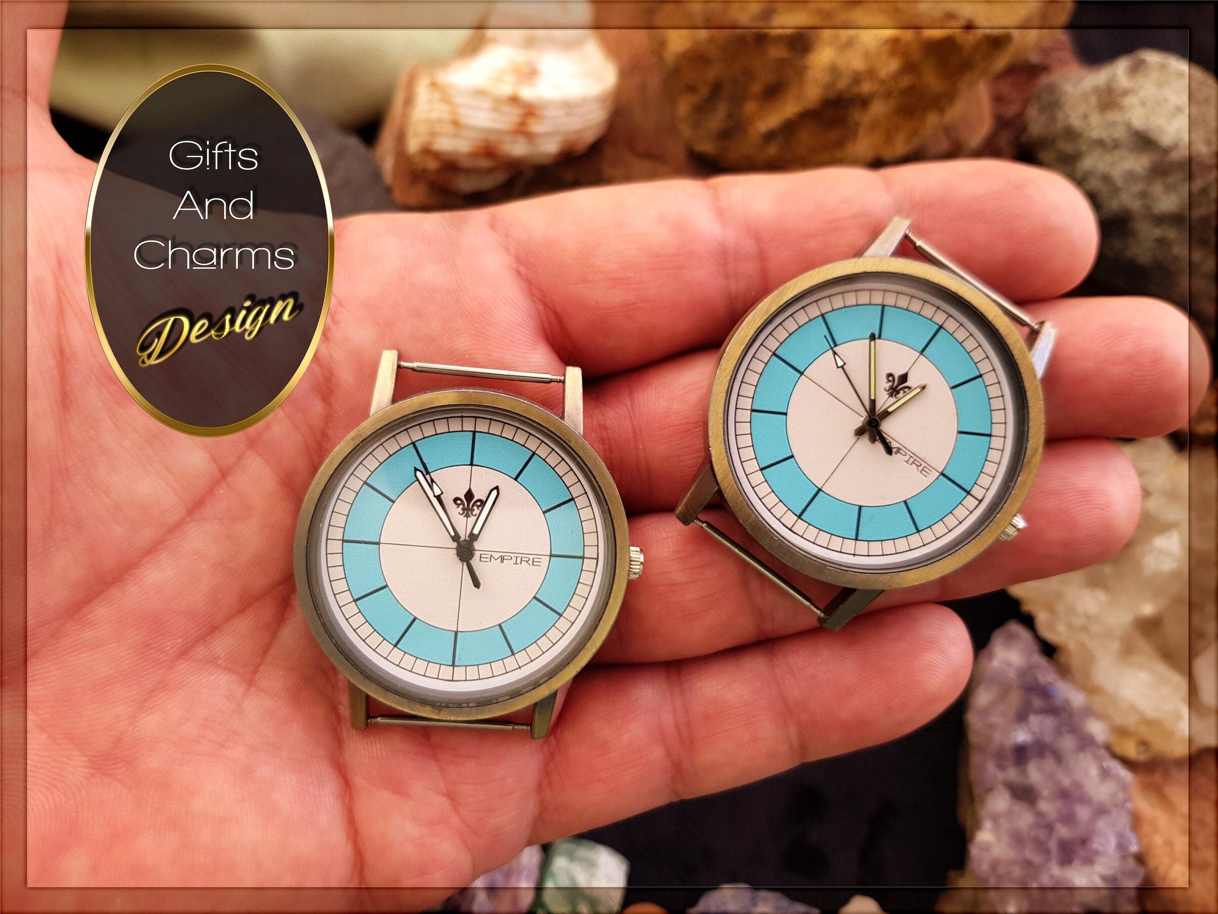 Watch Faces Quartz Modern Style Unisex White Sky Blue | Etsy