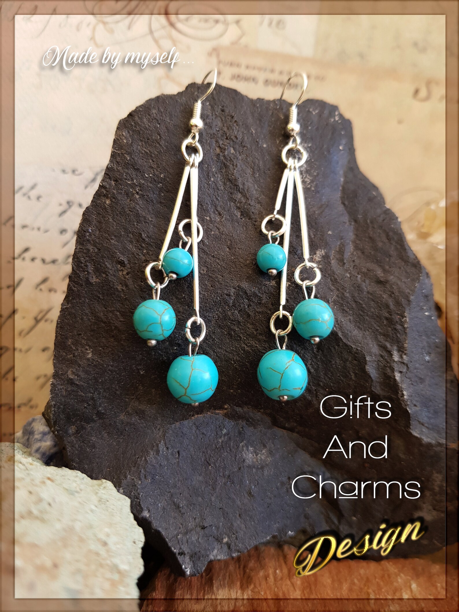 Gorgeous Turquoise Beaded Earrings With Natural Turquoise Gem - Etsy