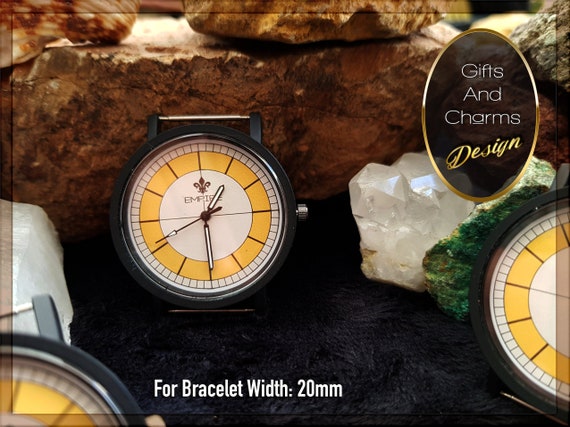 Watch Faces Quartz Modern Style Unisex White Yellow Dial | Etsy