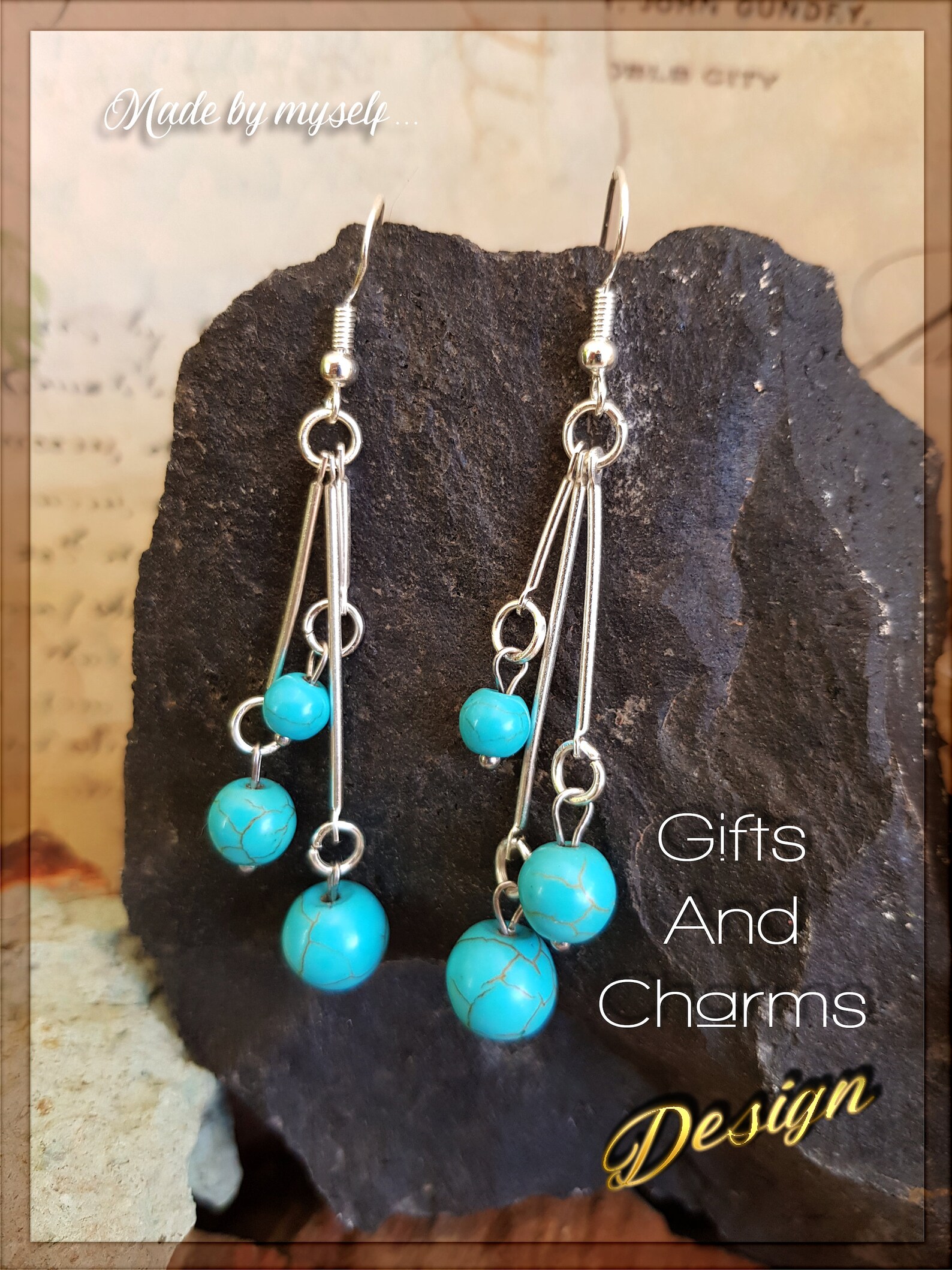 Gorgeous Turquoise Beaded Earrings With Natural Turquoise Gem - Etsy
