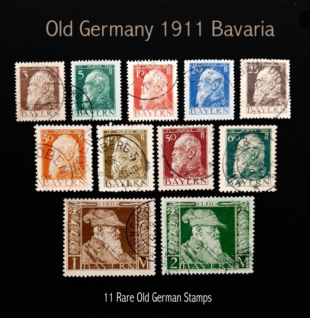 1911 Old Germany Stamp Set, 11 Pieces Bavaria - Good Condition- Used ...