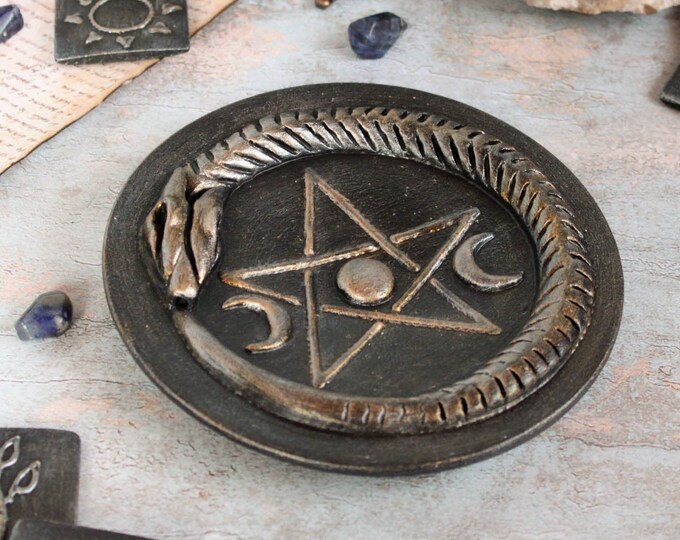 Ouroboros Pentagram Altar Pentacle Plate | Etsy