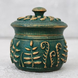 Small Salt Box With Lid // Emerald Green Salt Pot // Forest - Etsy