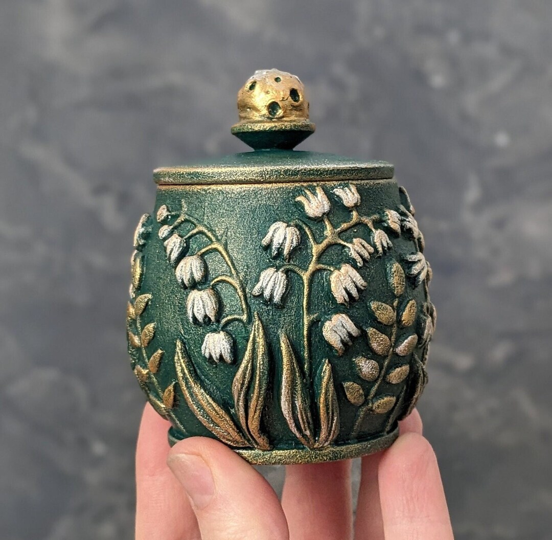 Lily of the Valley Flowers Pinch Pot Salt Cellar Wooden Salt Holder ...