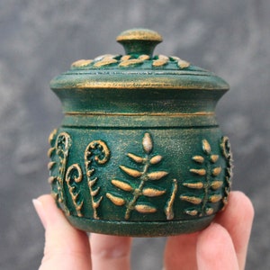 Small Salt Box With Lid // Emerald Green Salt Pot // Forest Witch Salt ...