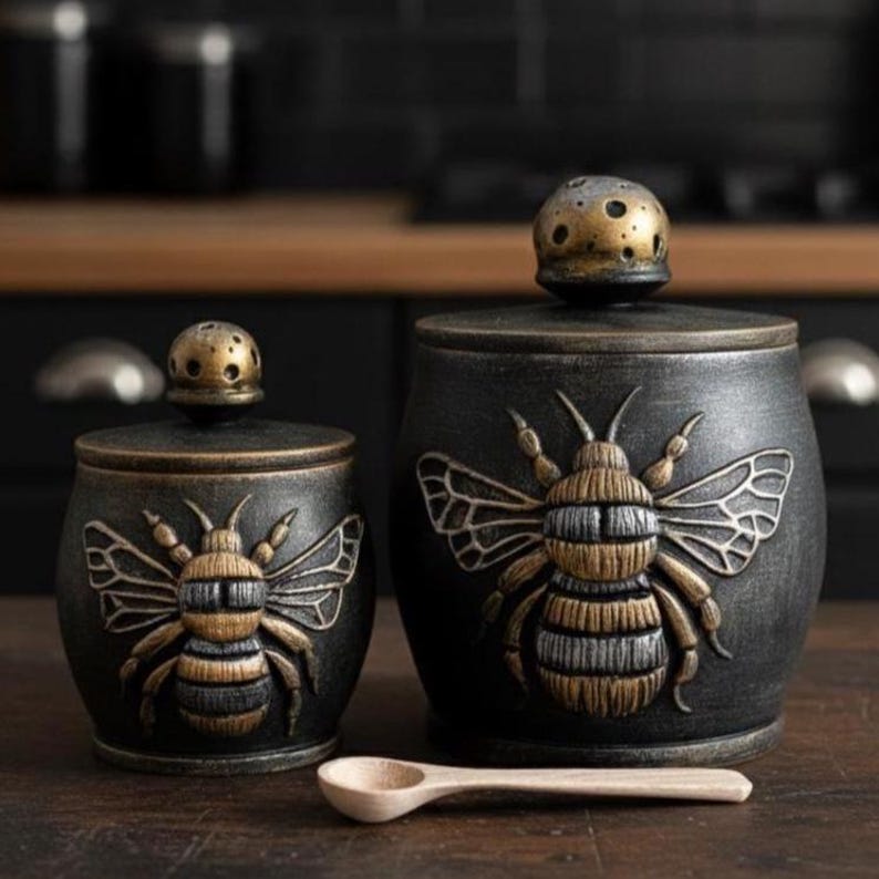 Bee Sugar Bowl With Lid / Wood Canister / Wooden Container / Beekeeper ...