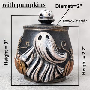 Ghost Cute Goth Gifts Salt Cellar With Lid Wooden Salt Holder Pinch Pot ...