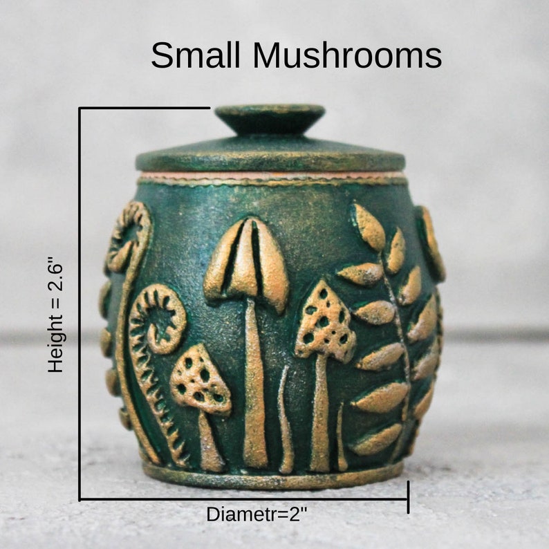 Emerald Green Mushroom Container Wood Canister With Lid - Etsy
