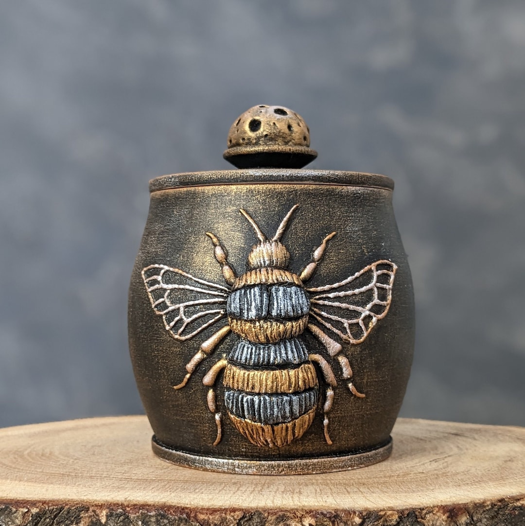Bee Sugar Bowl With Lid / Wood Canister / Wooden Container / - Etsy