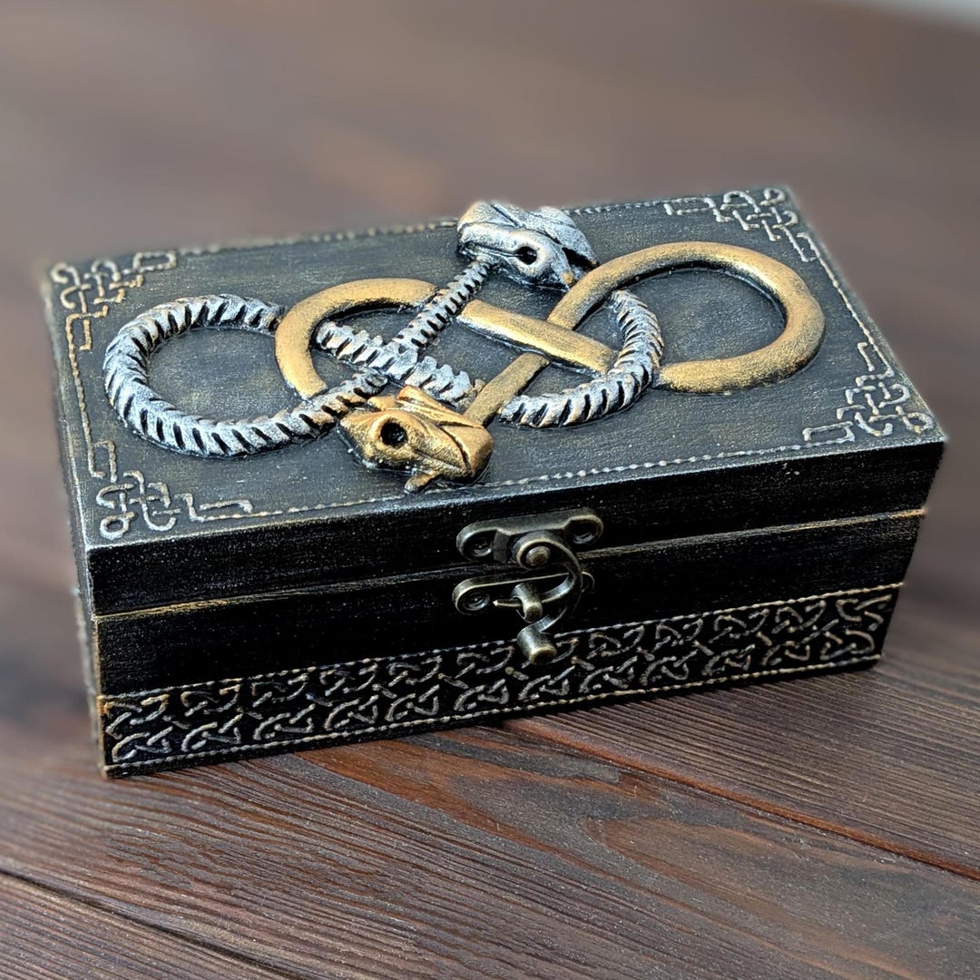 Ouroboros Tarot Card Holder Wicca Box Magick Occult Snake Trinket Box ...