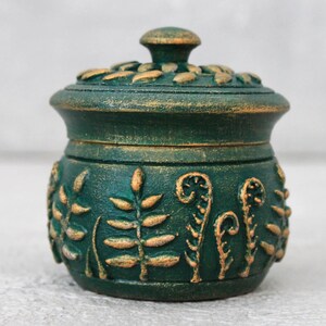 Small Salt Box With Lid // Emerald Green Salt Pot // Forest Witch Salt ...