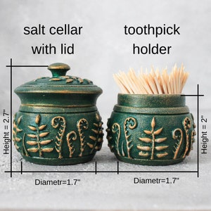 Small Salt Box With Lid // Emerald Green Salt Pot // Forest Witch Salt ...