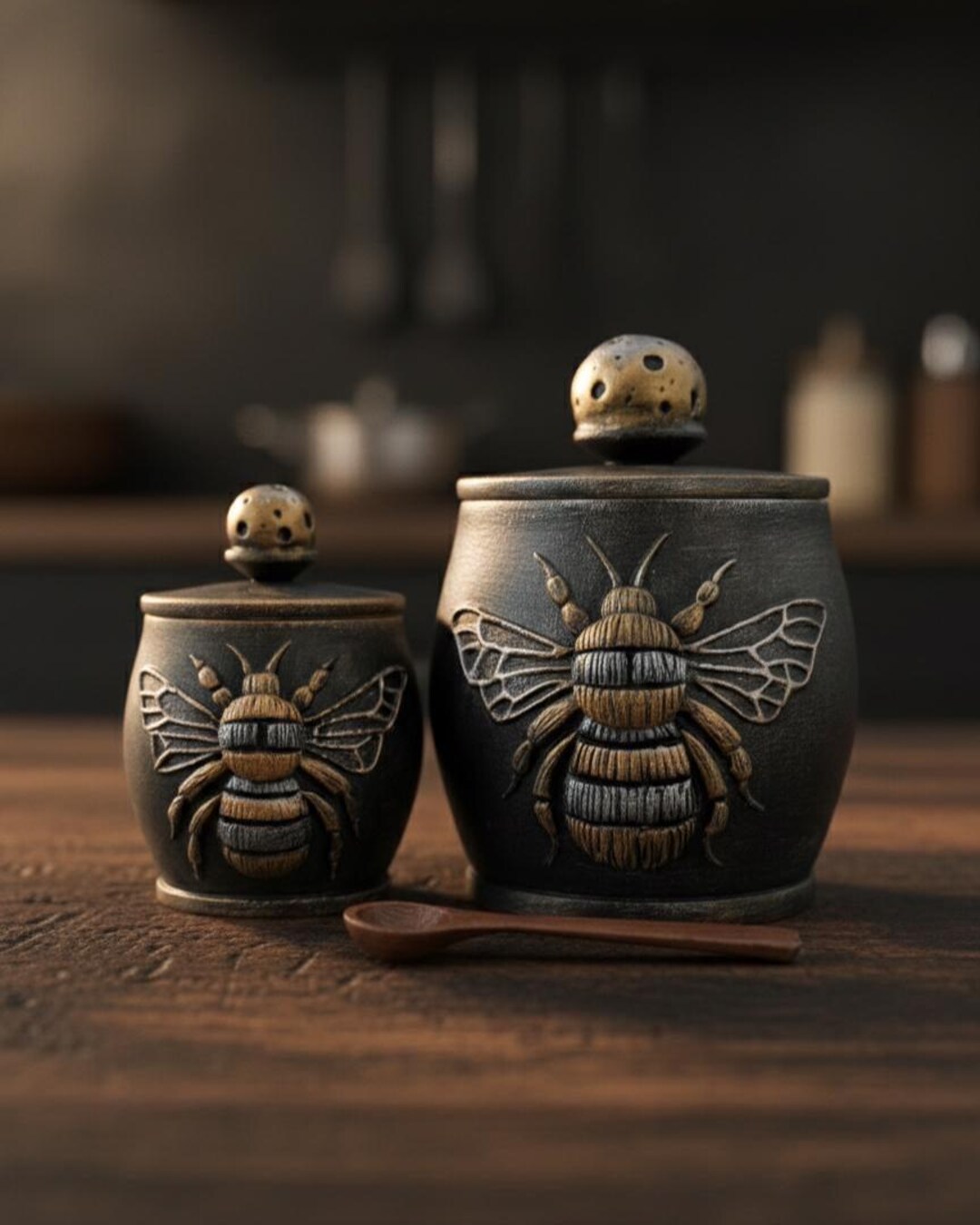 Bee Sugar Bowl With Lid / Wood Canister / Wooden Container / Beekeeper ...