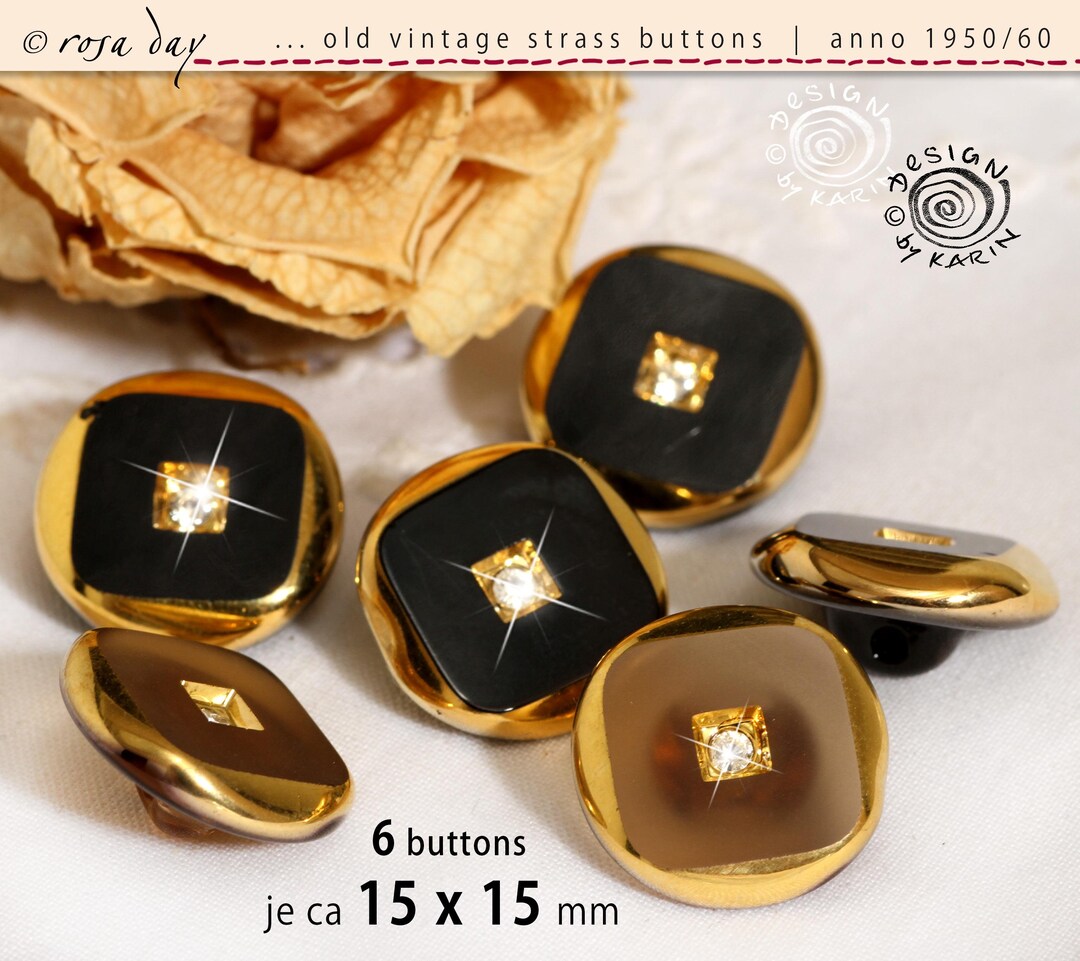 6 Vintage Rhinestone Buttons - Circa 1950/60 - Absolutely Excellent ...