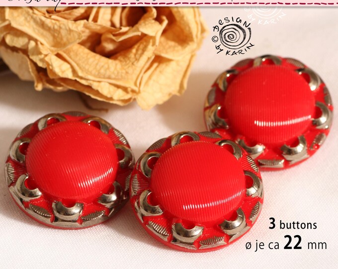 3 Beautiful Old Vintage Glass Buttons From the 1950s/60s - Opaque Glass ...