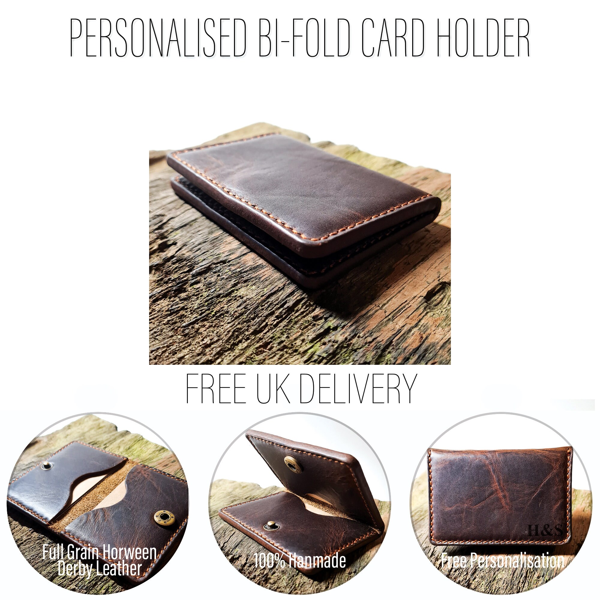 Personalised Bi-fold Card Holder Engraved Handmade Full - Etsy