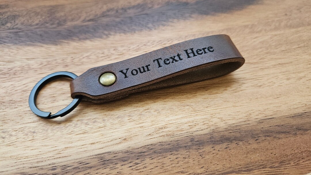 Nut Brown, Leather Keyring - Personalised - Full Grain Horween Derby ...