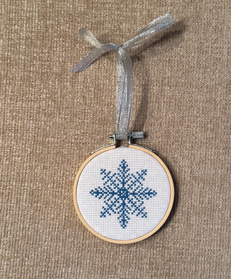 Handmade Cross Stitch Snowflake Christmas Tree Ornament - Etsy