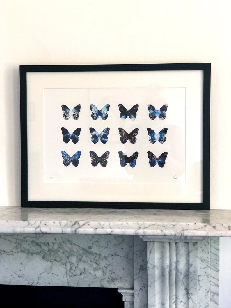 Small Blue Butterfly Print Lithograph Print Pattern Print - Etsy UK