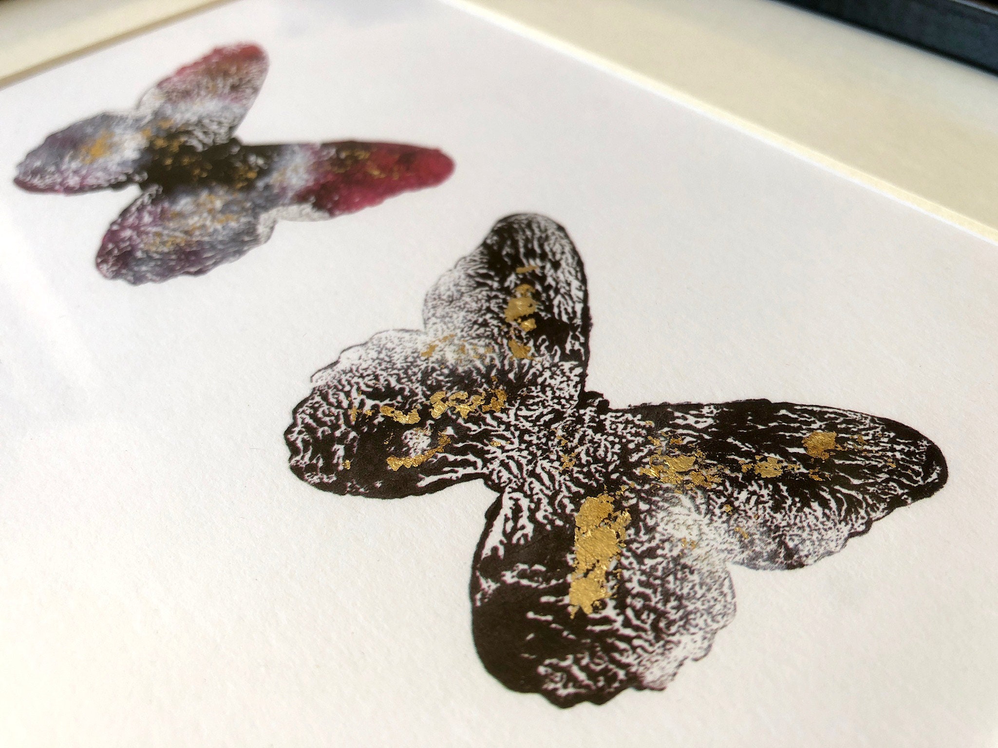 Framed Pink and Gold Butterfly Print Lithograph Print - Etsy